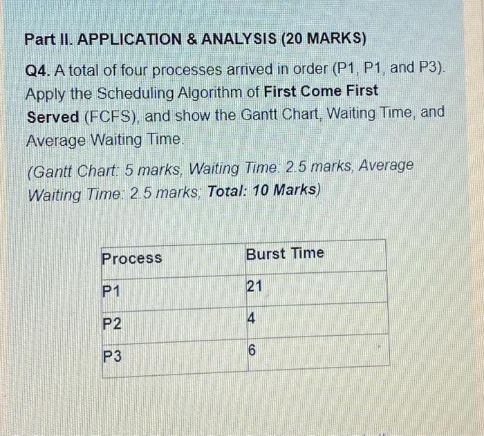 Solved Part II. APPLICATION & ANALYSIS (20 MARKS) Q4. A | Chegg.com