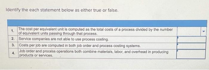 Solved Identify the each statement below as either true or | Chegg.com