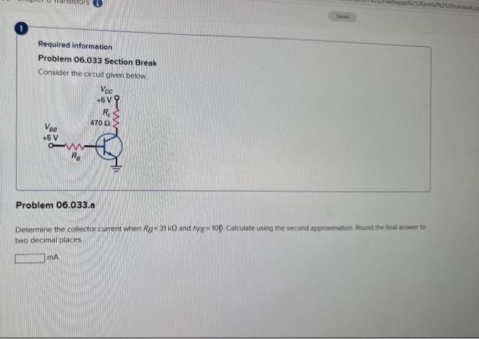 Solved Required information Problem 06.033 Section Break | Chegg.com