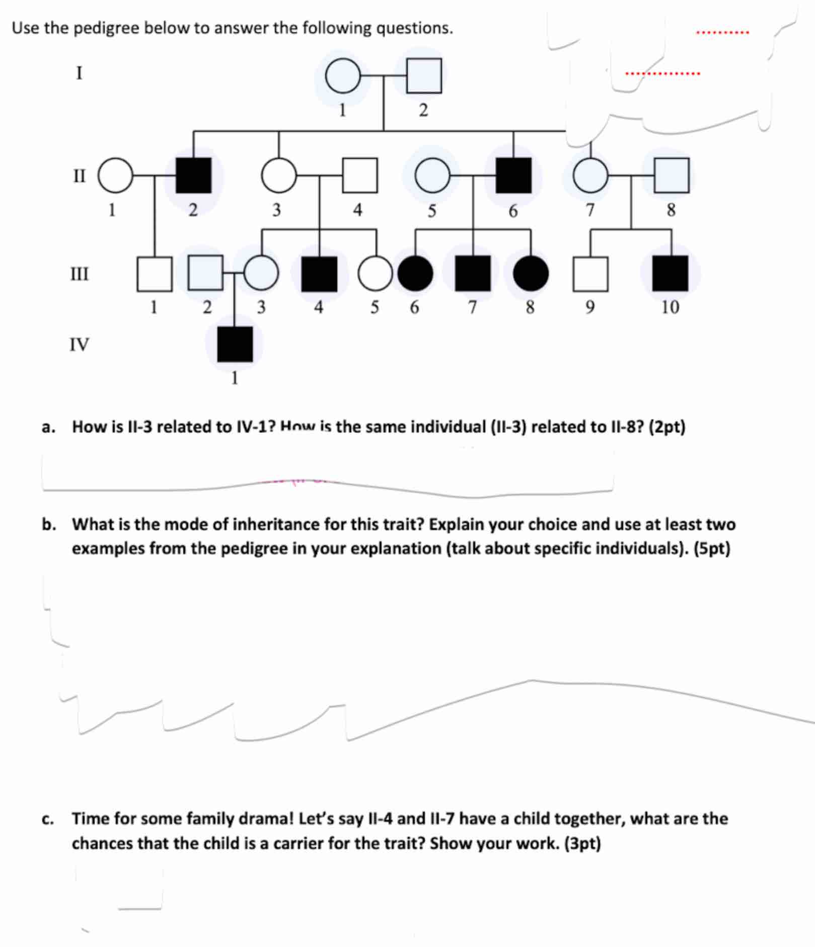 Solved Use the pedigree below to answer the following | Chegg.com