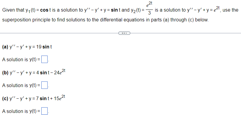 Solved Given that y1(t)=cost ﻿is a solution to y''-y'+y=s∫ | Chegg.com