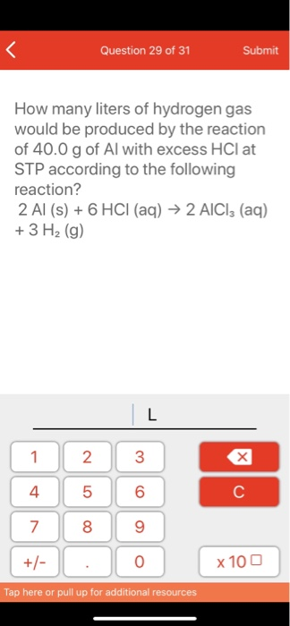 Solved Question 29 of 31 Submit How many liters of hydrogen | Chegg.com