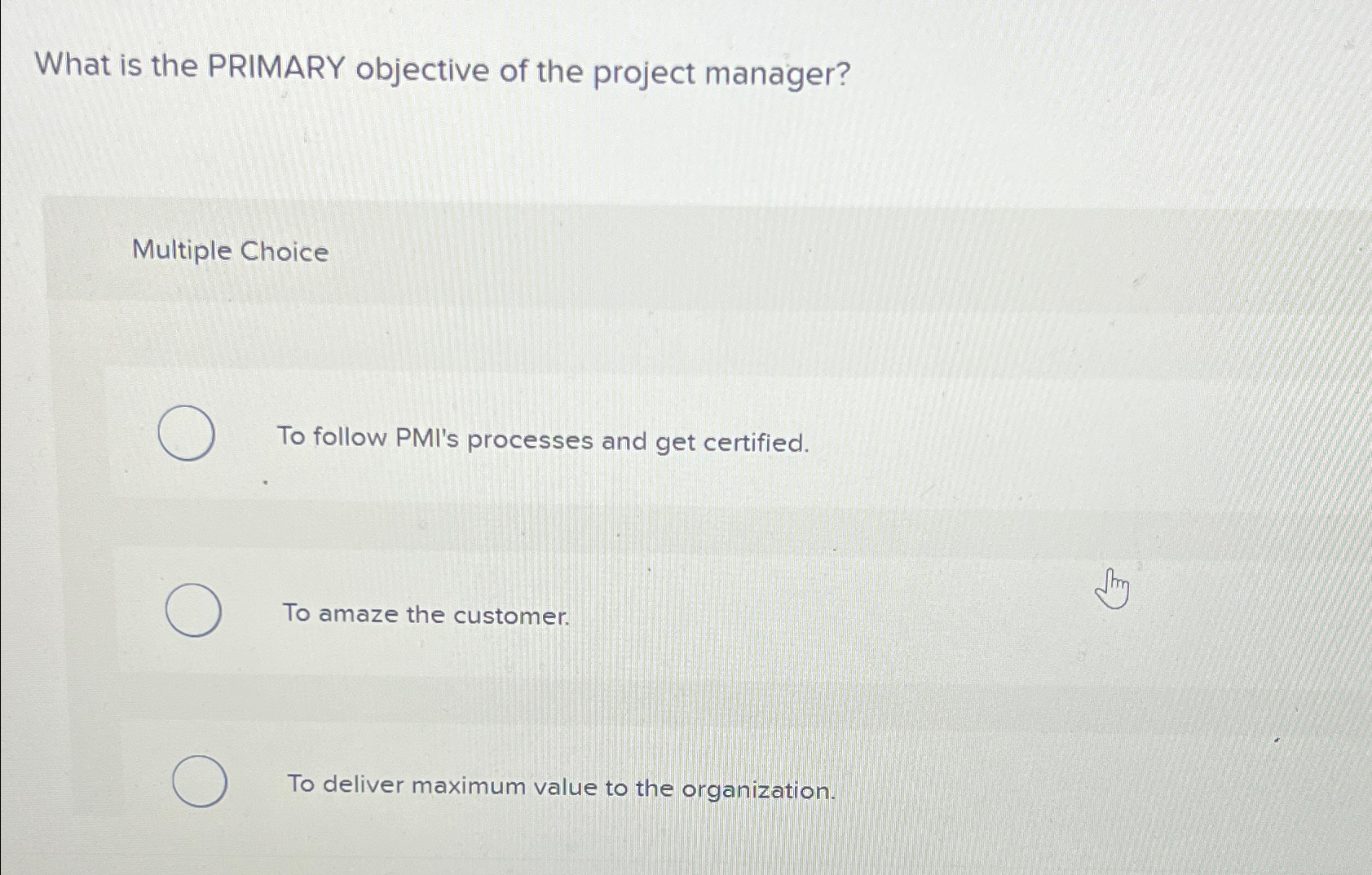 Solved What is the PRIMARY objective of the project | Chegg.com