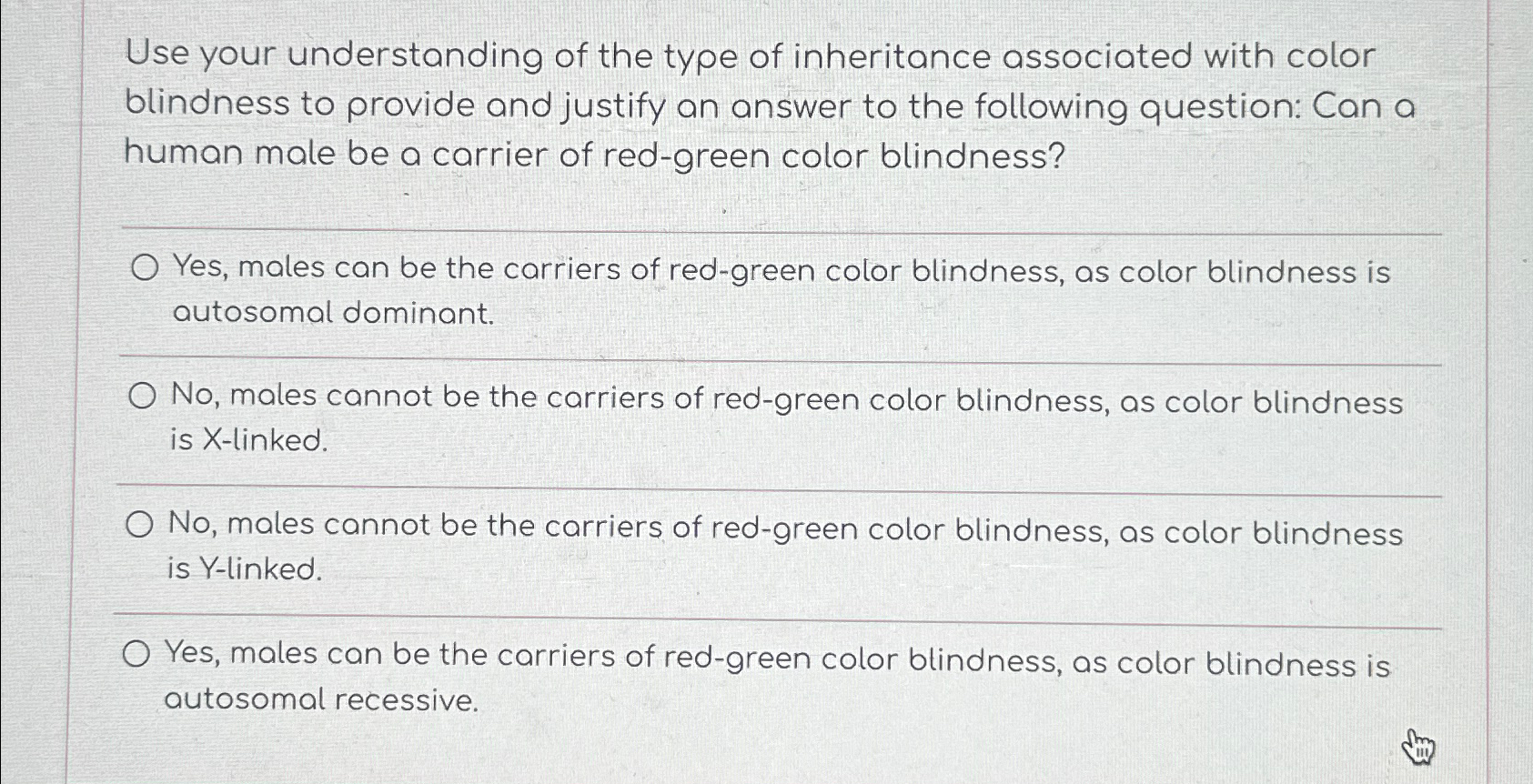 Solved Use your understanding of the type of inheritance | Chegg.com