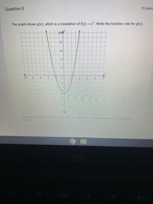 Solved Question 5 20 point The graph shows g(x), which is a | Chegg.com