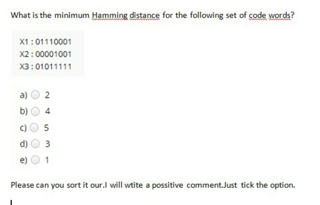 Solved What is the minimum Hamming distance for the | Chegg.com