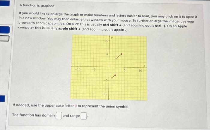 Solved A function is graphed. If you would like to enlarge | Chegg.com