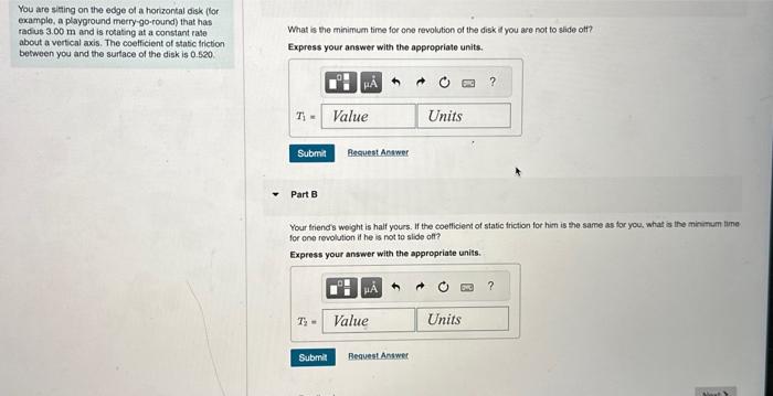 Solved You are sitting on the edge of a horizontal disk flor | Chegg.com
