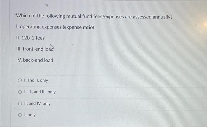 Which of the following mutual fund fees/expenses are | Chegg.com
