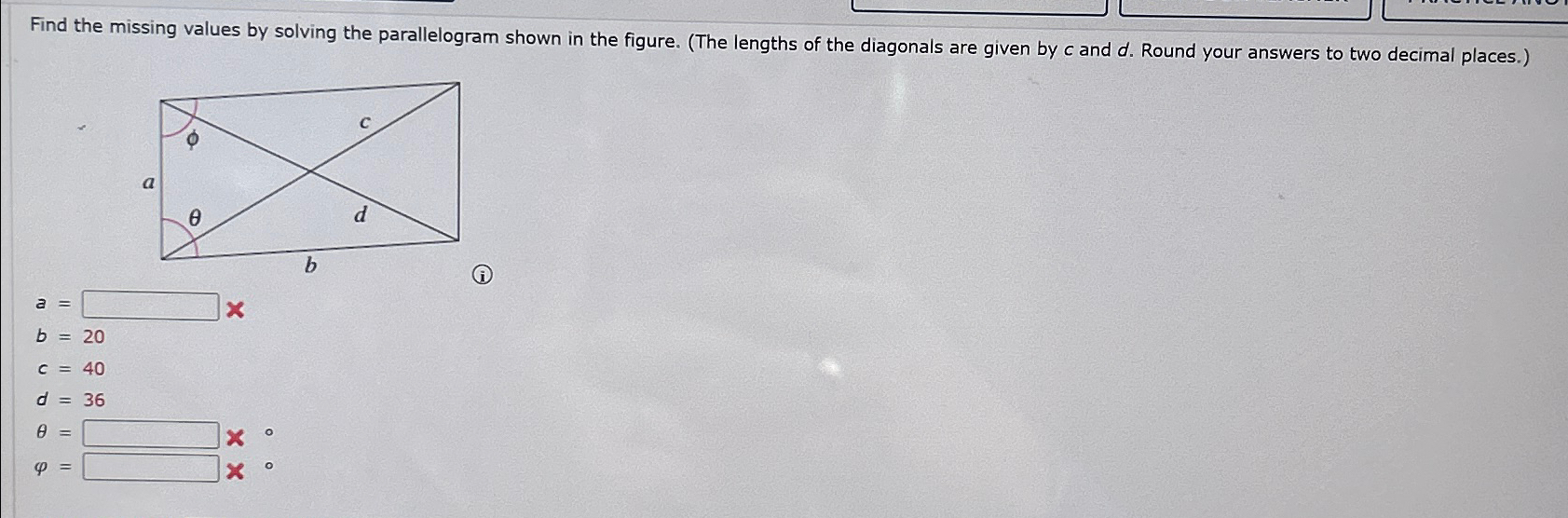 Solved Find the missing values by solving the parallelogram | Chegg.com