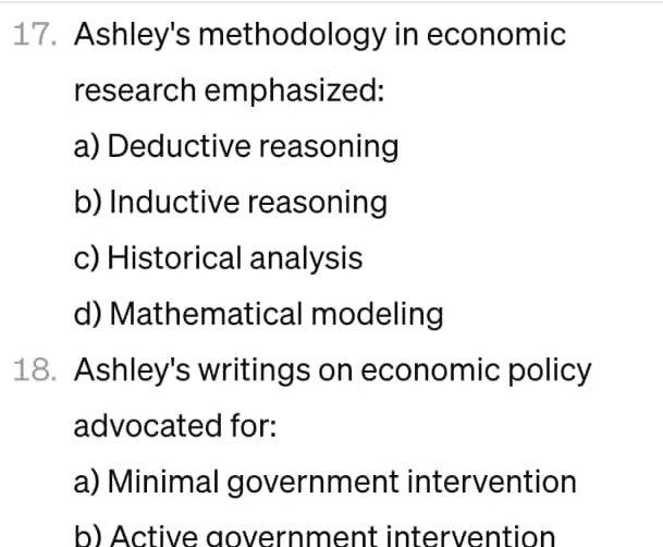 Solved Economics: Ashley's methodology in economic research | Chegg.com