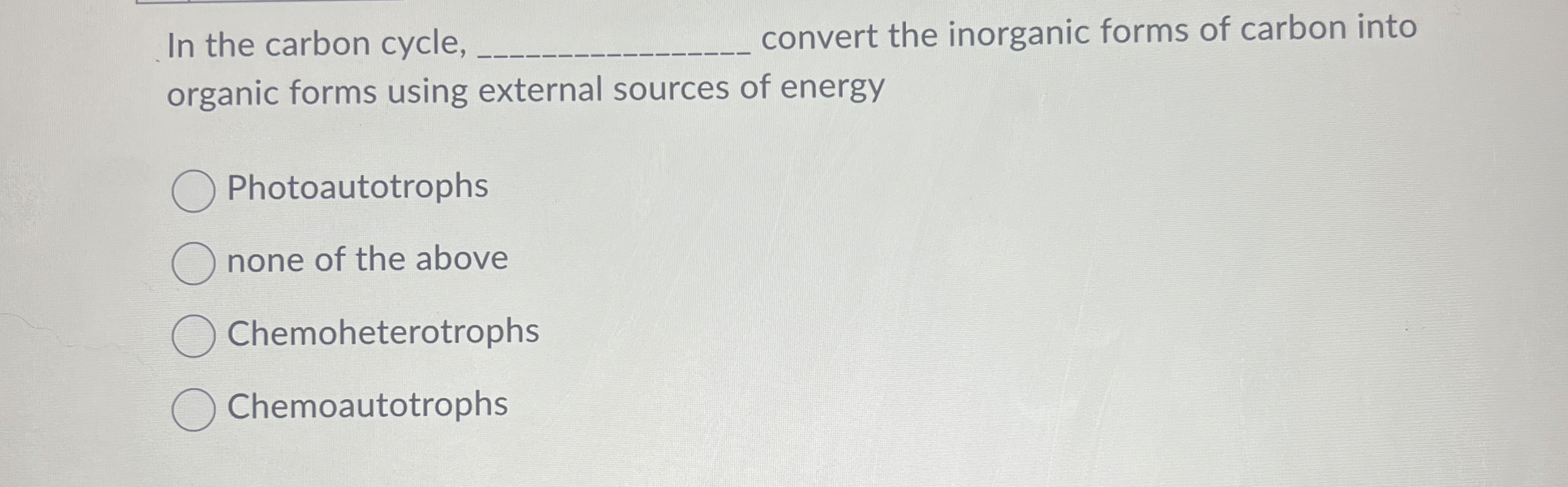 Solved In the carbon cycle, q, ﻿convert the inorganic forms | Chegg.com