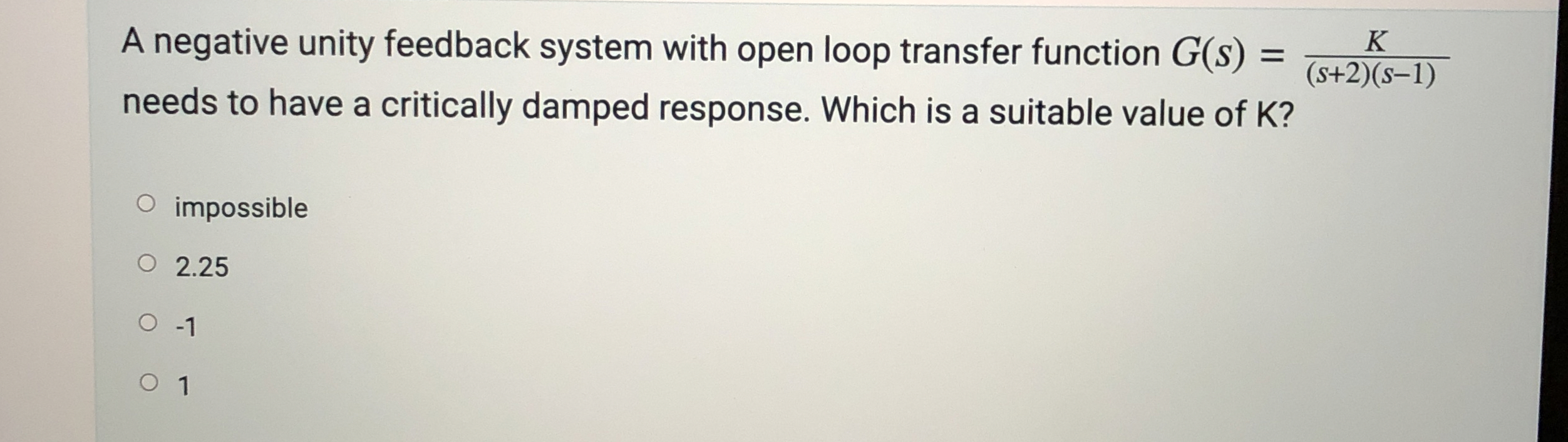 Solved A negative unity feedback system with open loop | Chegg.com