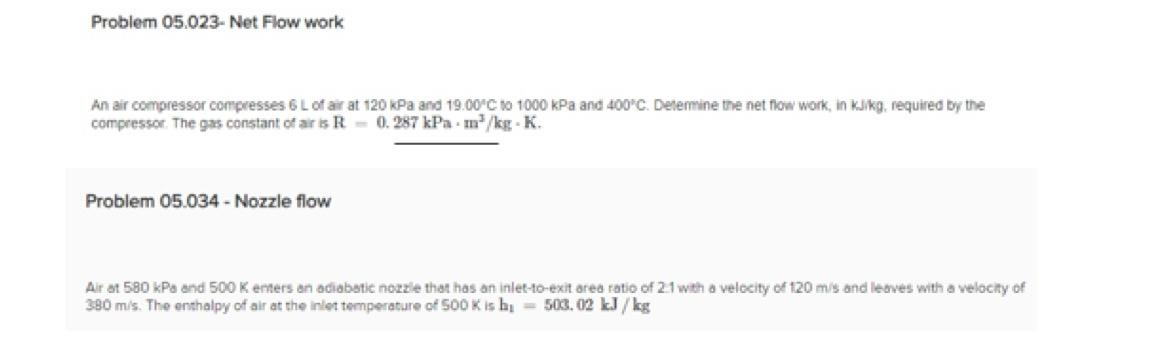 Solved Problem 05.023. ﻿Net Flow workAn air compressor | Chegg.com