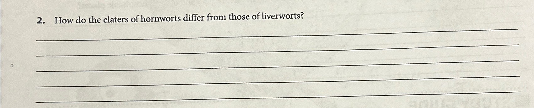 Solved How do the elaters of hornworts differ from those of | Chegg.com