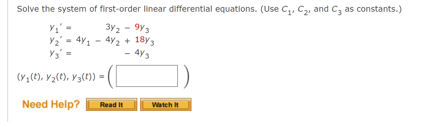 Solve the system of first-order linear differential | Chegg.com