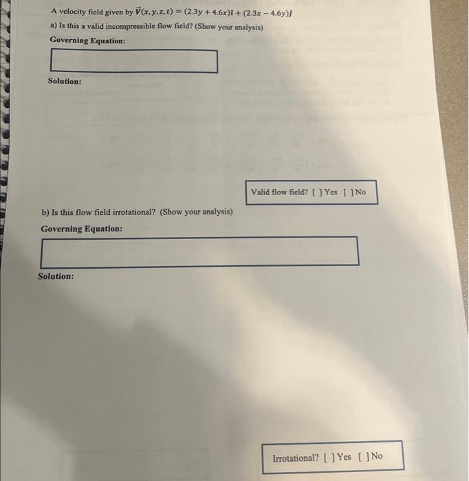 Solved A velocity field given by | Chegg.com