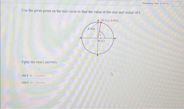 Solved Use the given point on the unit circle to find the | Chegg.com