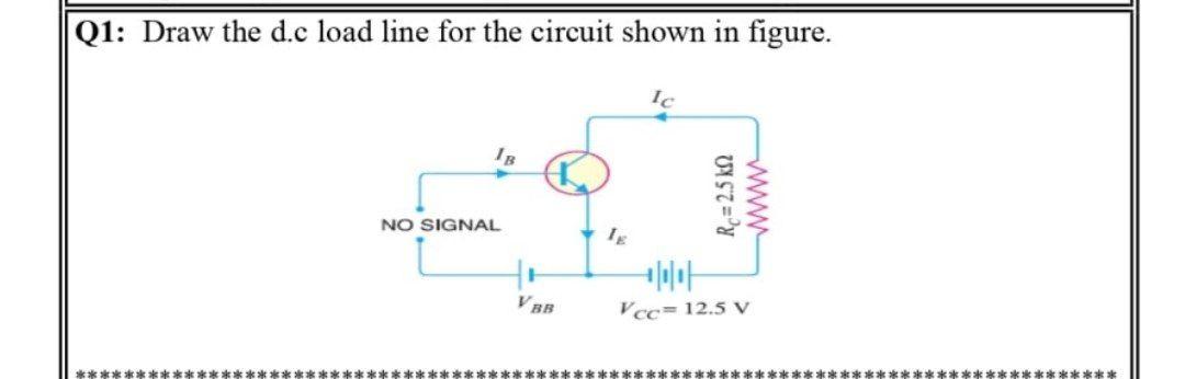 Solved Q1: Draw the d.c load line for the circuit shown in | Chegg.com