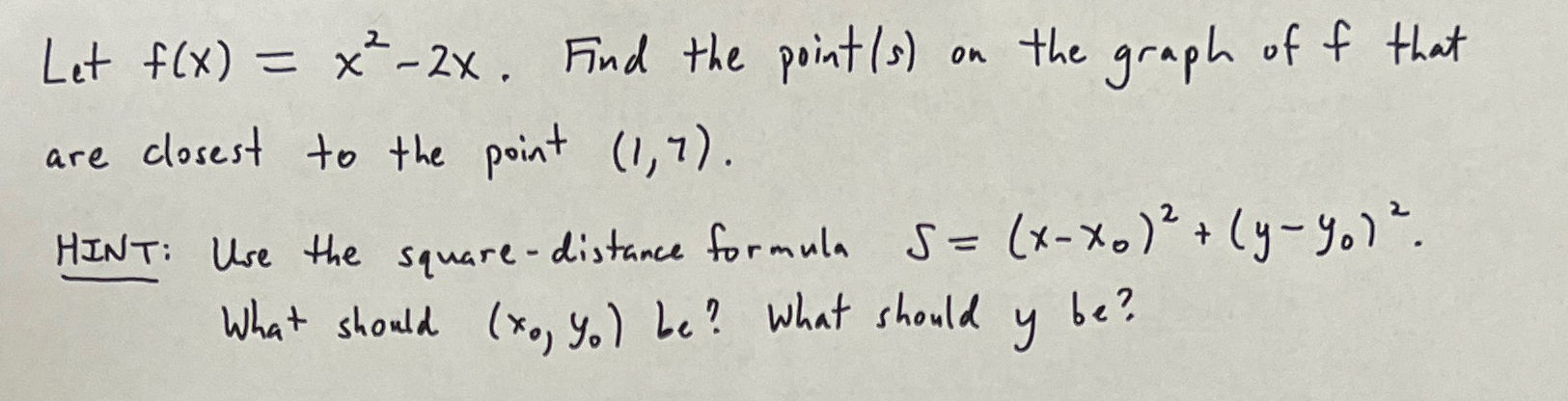 Solved Let f(x)=x2-2x. ﻿Find the point (s) ﻿on the graph of | Chegg.com