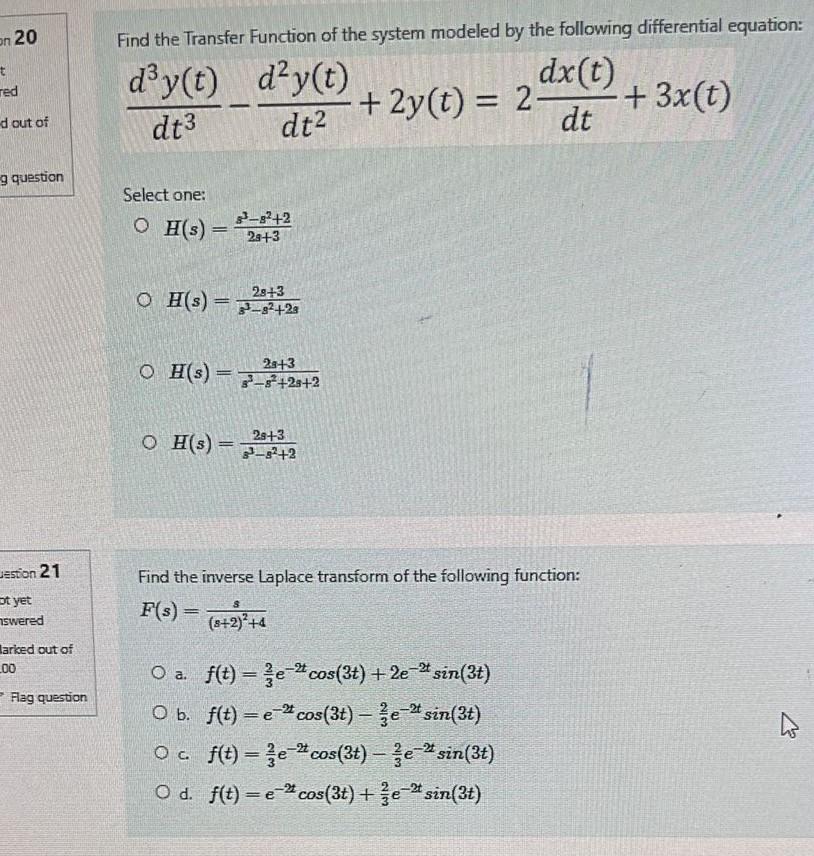 Solved 20 Find the Transfer Function of the system modeled | Chegg.com