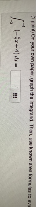 Solved (1 point) On your own paper, graph the integrand. | Chegg.com