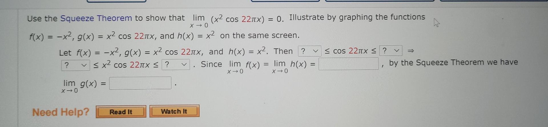 Solved = =- = Use the Squeeze Theorem to show that lim (x2 | Chegg.com
