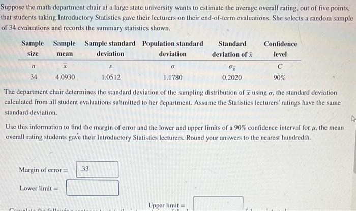 Solved Suppose the math department chair at a large state | Chegg.com