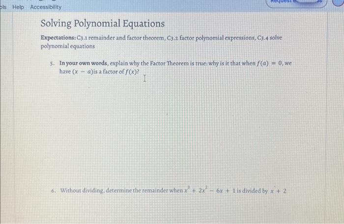 Solved Solving Polynomial Equations Expectations: C3.1 | Chegg.com