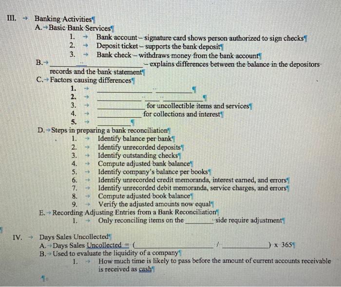 → Banking Activities? A. → Basic Bank Services" 1. → | Chegg.com