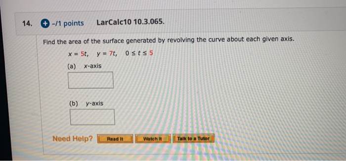 Solved 14. -11 points LarCalc10 10.3.065. Find the area of | Chegg.com Solved 14. -11 points LarCalc10 10.3.065. Find the area of | Chegg.com