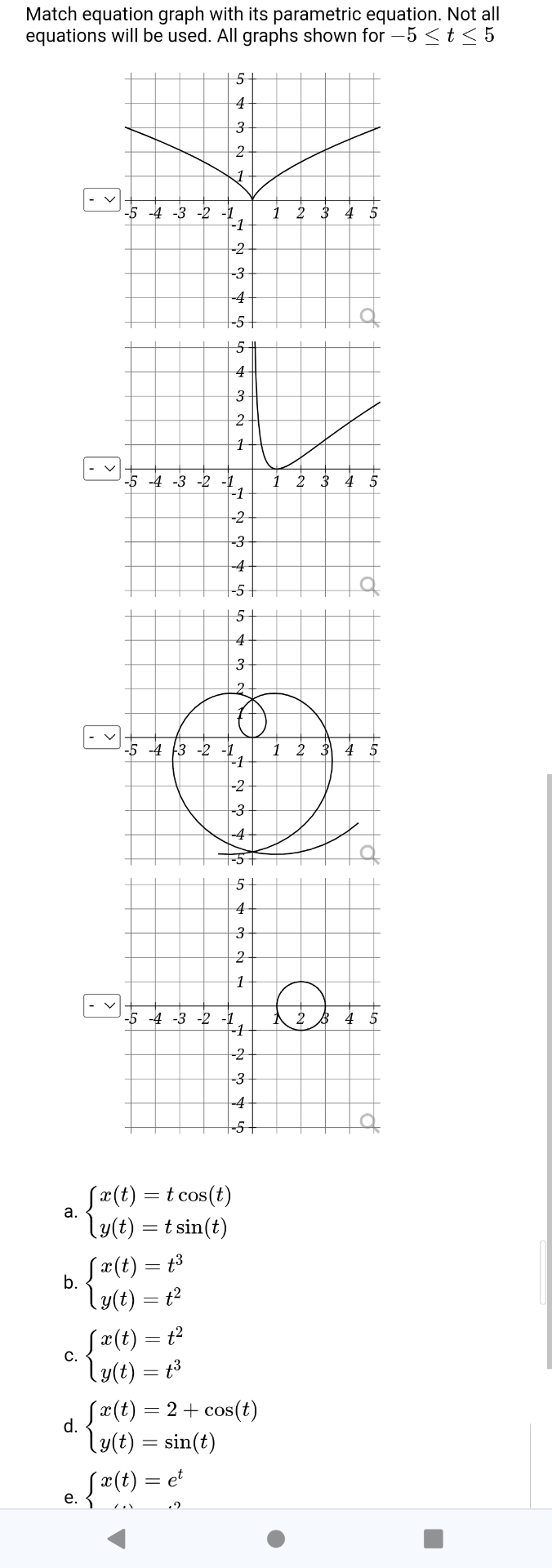 Solved Match equation graph with its parametric equation. | Chegg.com