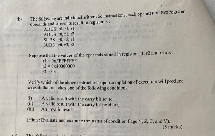 Solved The following are individual arithmetic instructions, | Chegg.com