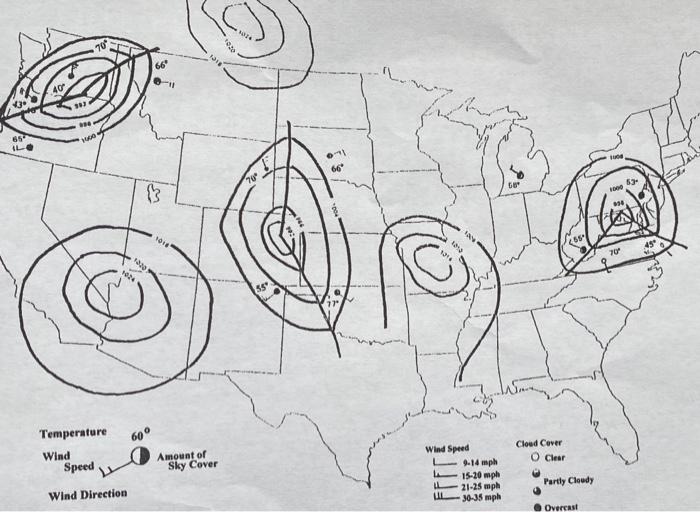 Solved 1. On the map: label the centers of high and low | Chegg.com