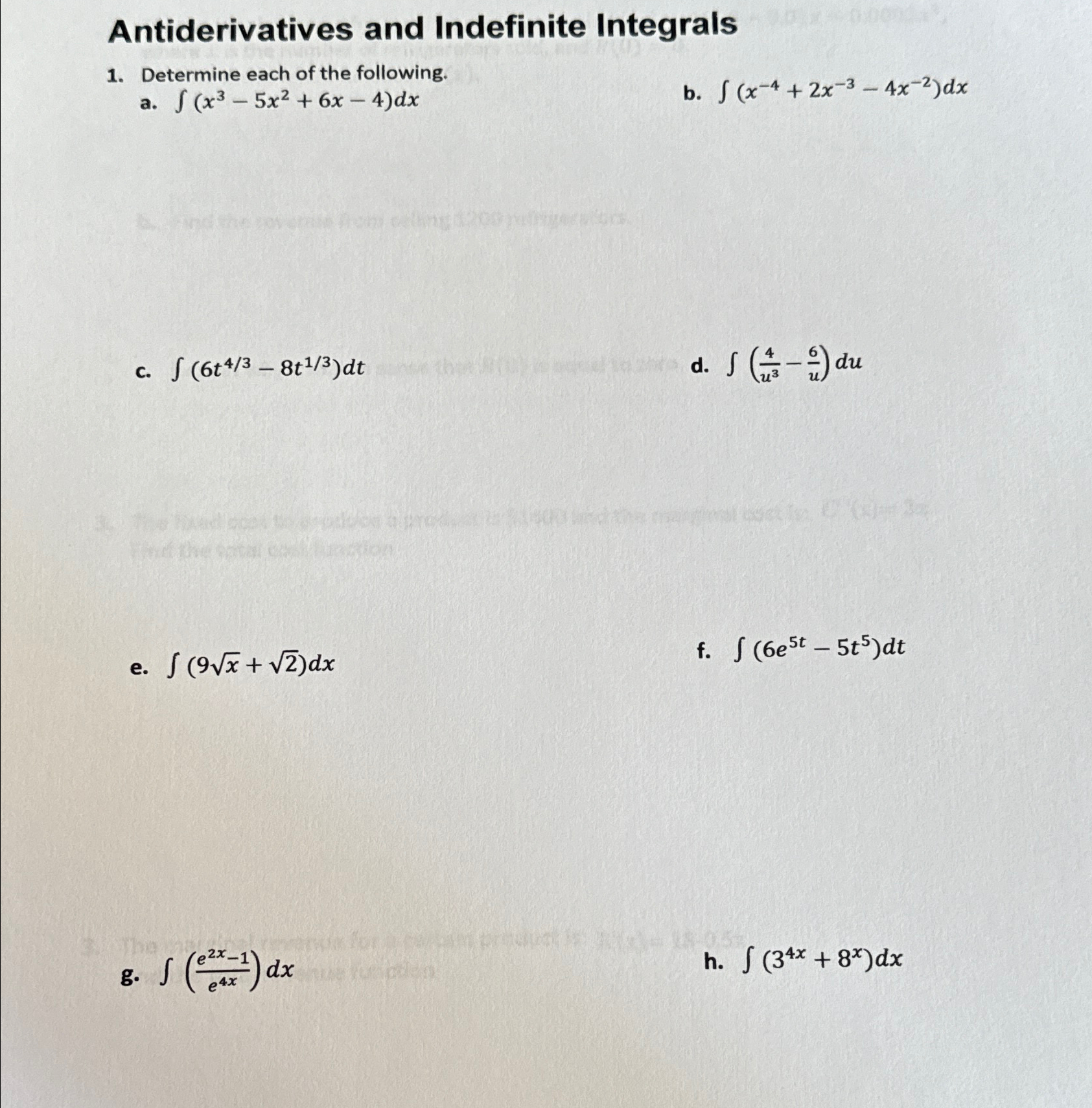 Solved Antiderivatives and Indefinite IntegralsDetermine | Chegg.com