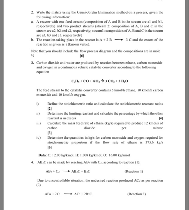 Solved 1. Given the following reactions 2 A+B -2C Reaction 1 | Chegg.com