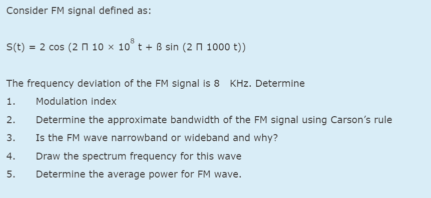 Solved Consider FM signal defined | Chegg.com