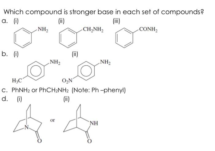 Solved Which compound is stronger base in each set of | Chegg.com