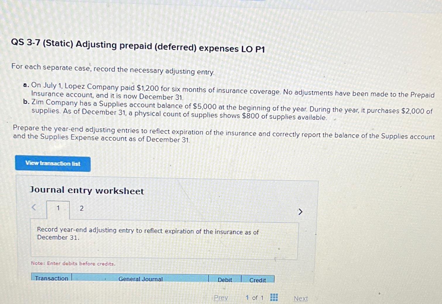 Journal entry worksheet12Record year-end adjusting | Chegg.com