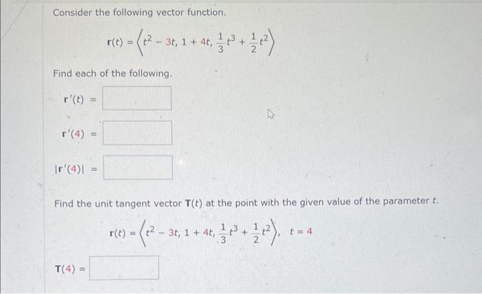 Solved Consider the following vector function. | Chegg.com