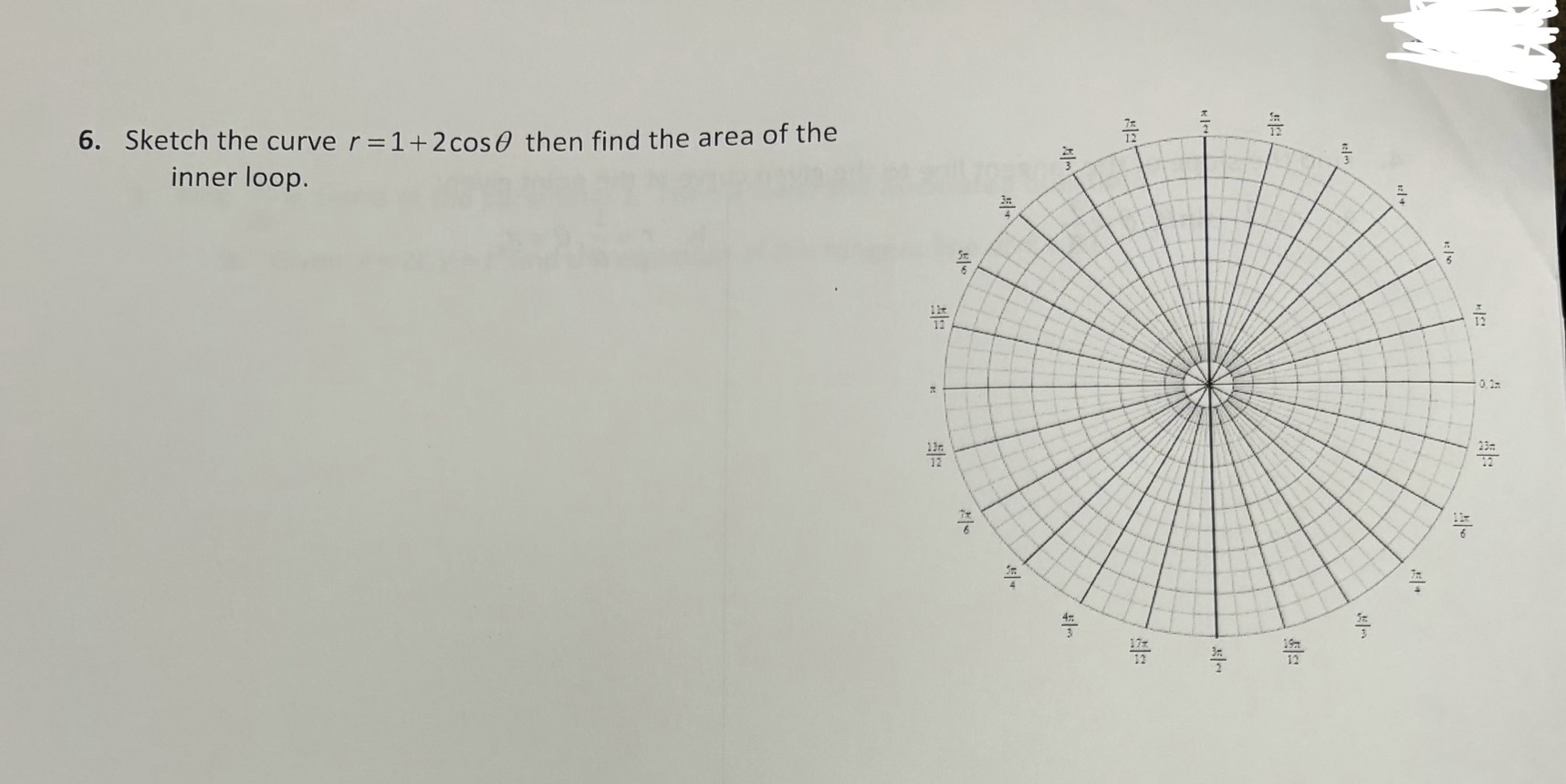 Solved Sketch the curve r=1+2cosθ ﻿then find the area of the | Chegg.com