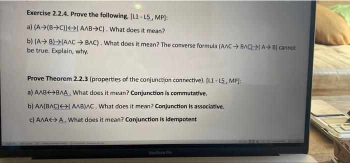 Exercise 2.2.4. Prove the following, [L1 - L5, MP]: | Chegg.com