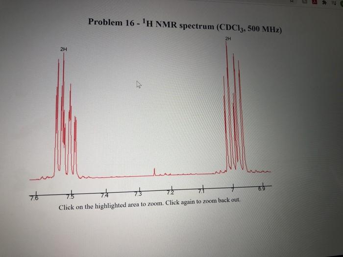 Solved Problem 16 - 'H NMR spectrum (CDC13, 500 MHz) 1H | Chegg.com