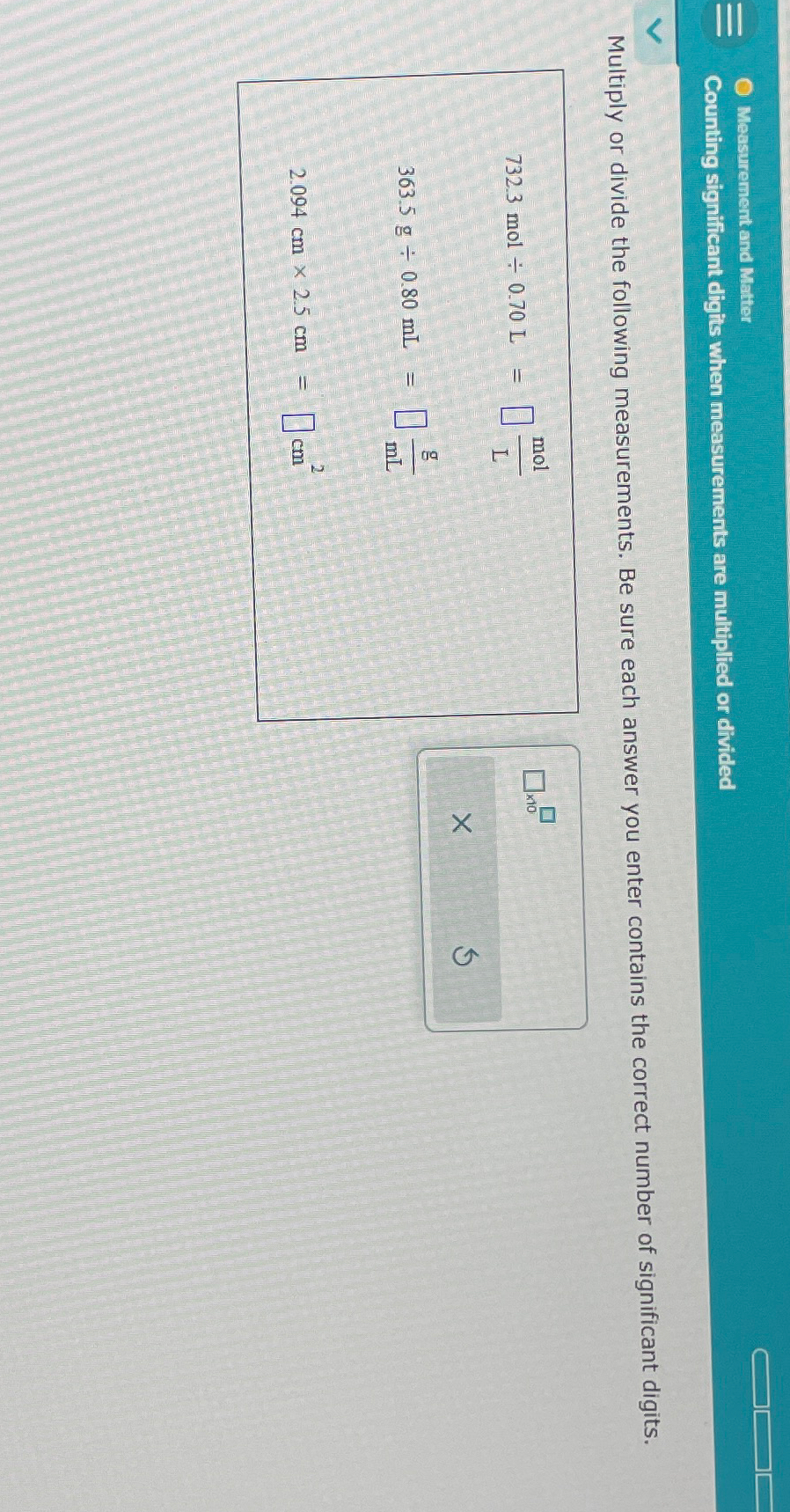 Solved Measurement and MatterCounting significant digits | Chegg.com
