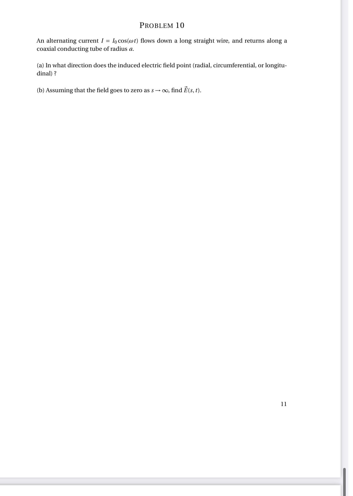 Solved Problem 10An alternating current I=I0cos(ωt) ﻿flows | Chegg.com