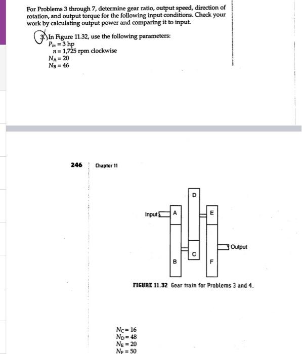 Solved For Problems 3 through 7, determine gear ratio, | Chegg.com