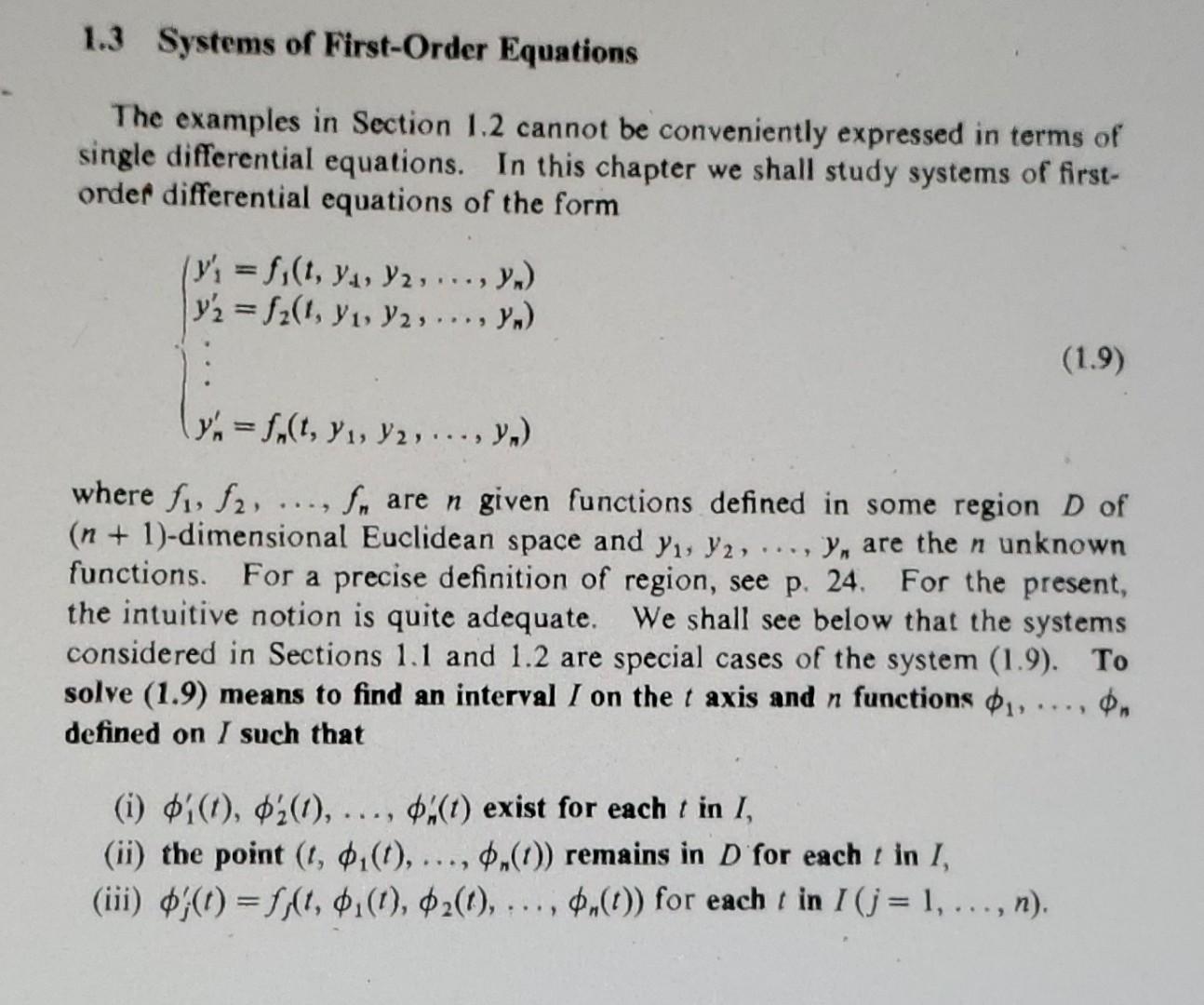 Solved 1.3 Systems of First-Order Equations The examples in | Chegg.com
