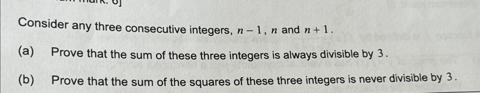 Solved Consider any three consecutive integers, n-1,n ﻿and | Chegg.com