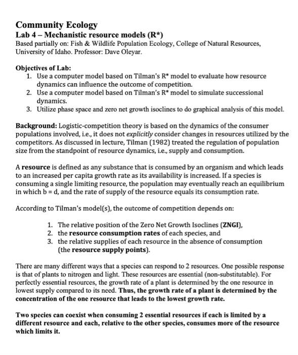 Modelling the resource-competition (R∗) model The | Chegg.com