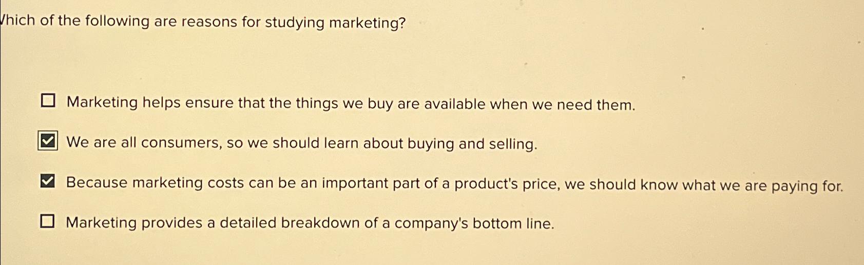 Solved Which of the following are reasons for studying | Chegg.com